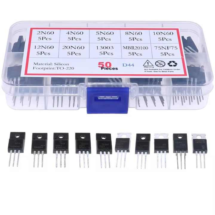 FYX Stock 50Pcs 10Types TO-220 Field Effect Transistor Mosfet Mixed Kit ...