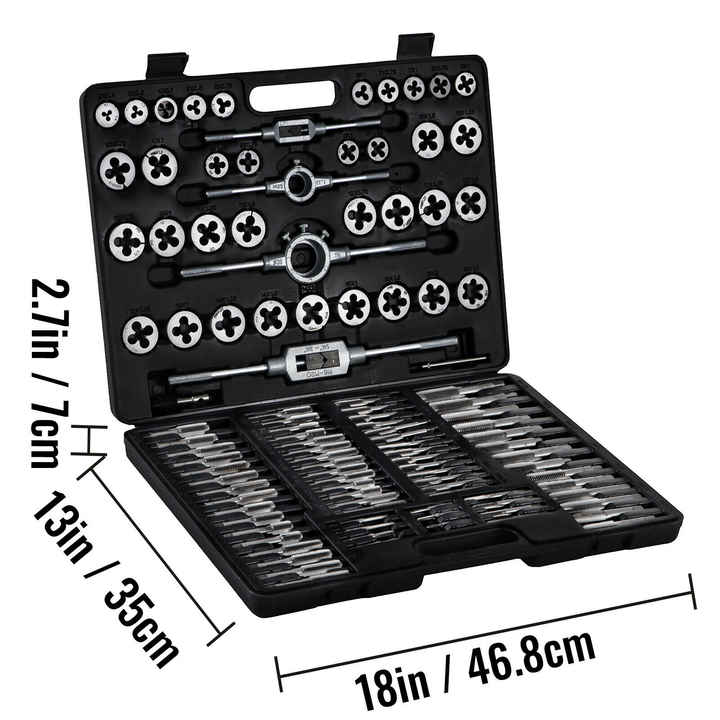 110 Pcs Metric Hand Tap Die Set Screw Thread Tools Adjustable Taps ...