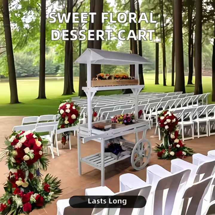 Wooden Dessert Display Bar Candy Cart Wheels for Wedding
