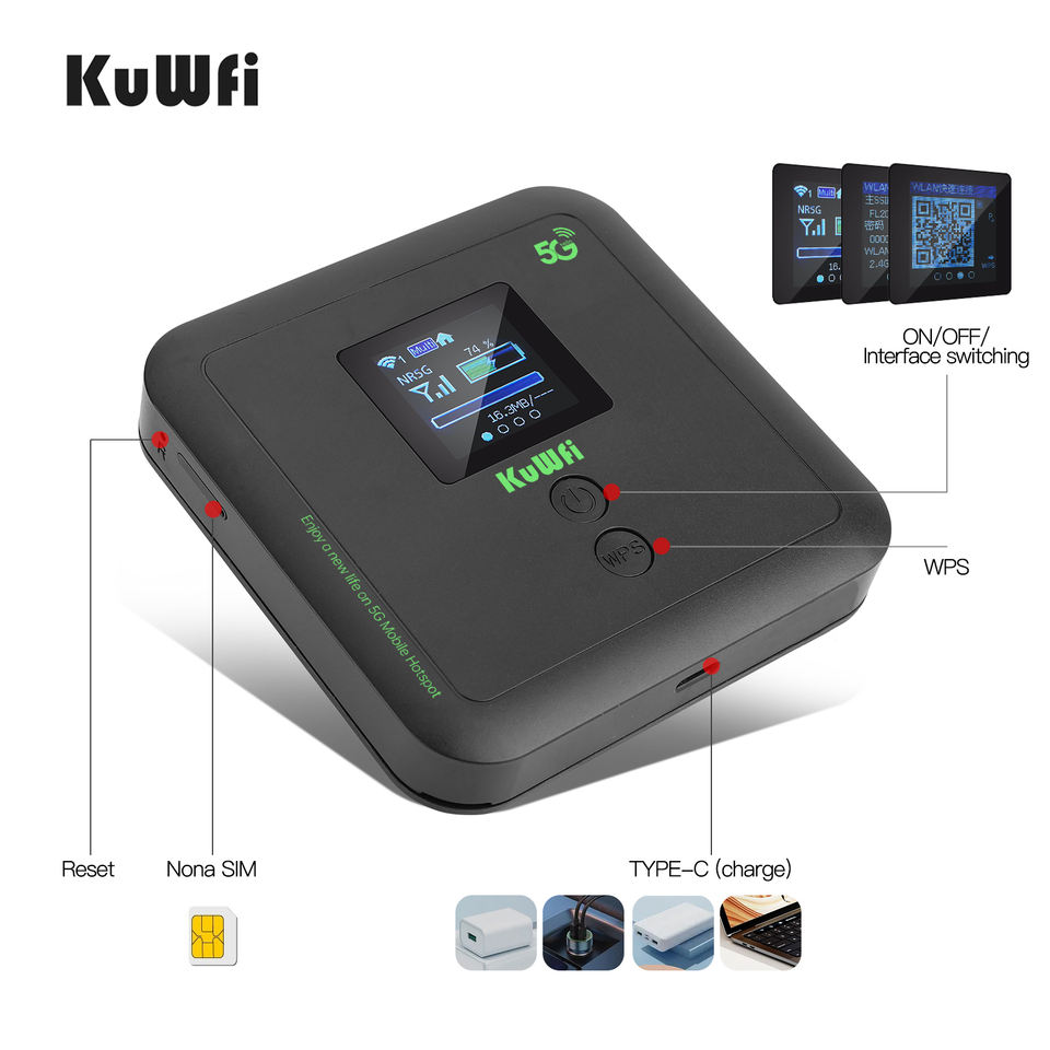 Router 5G OEM CPE WiFi 3.5Gbps, 32+ usuarios, con pantalla LCD