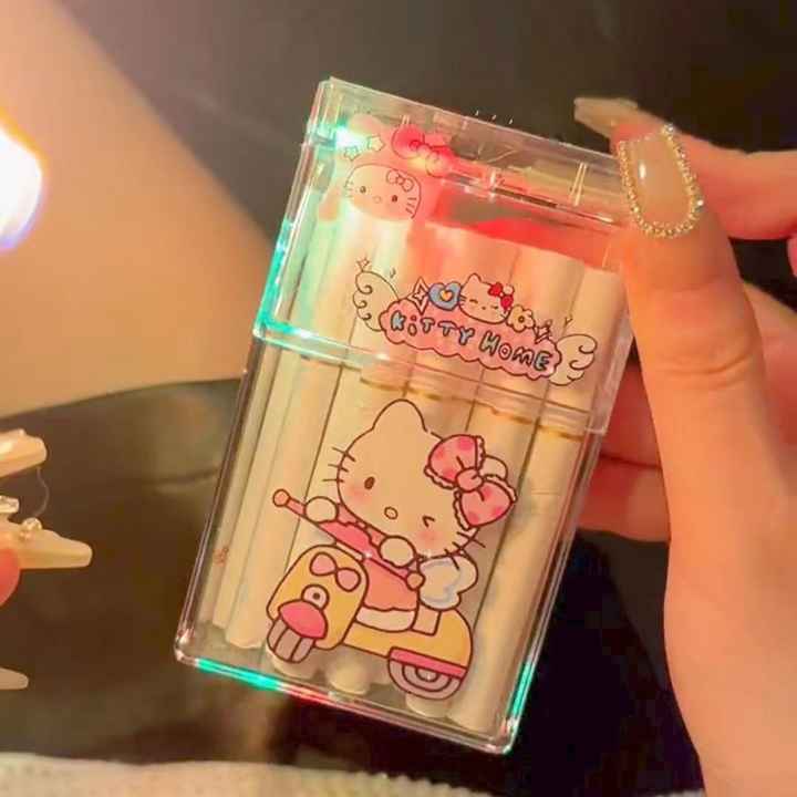Hello Kitty Kuromi Cute cartoon cigarette case usb lighter tungsten ...