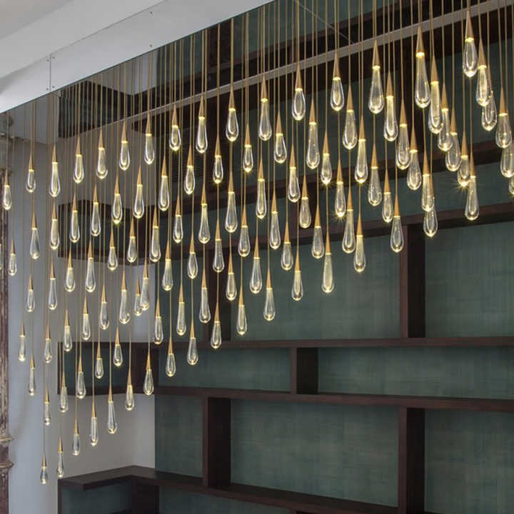 Creative LED Dendrite Crystal Teardrop Chandelier for Hotel Lobby