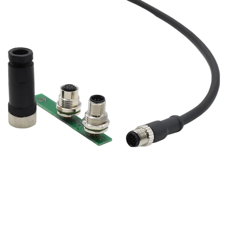 M12 Waterproof 12 Pin Coded Brass Connector Right Angled Electronic ...