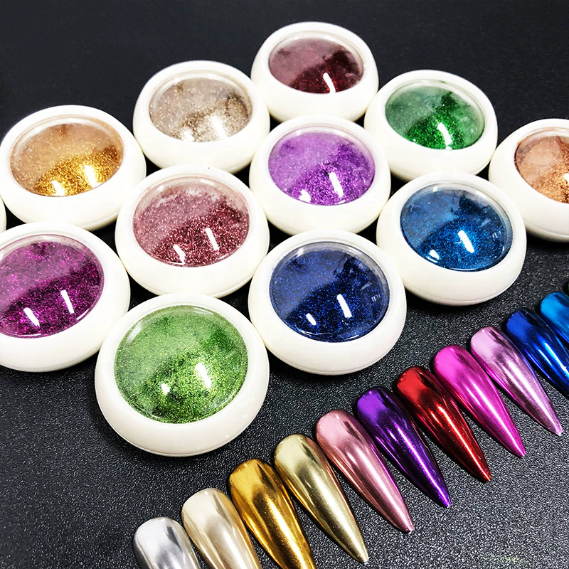 12 Colors Colorful Chrome Magic Nail Powder Mirror Pigment Nail Art ...