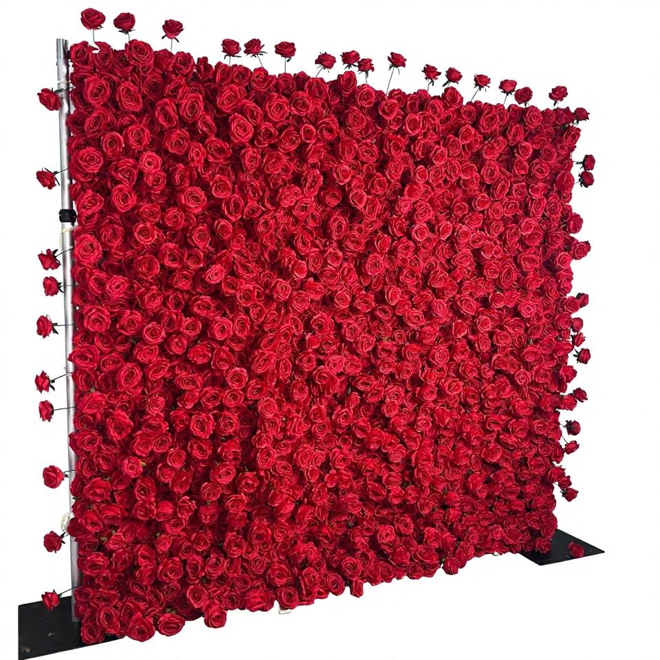 Red 5D Cloth Bottom Silk Rose Simulation Flower Wall Background for ...