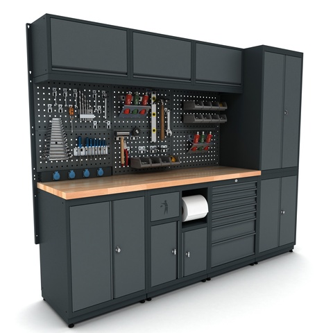 High Quality Steel Workbench with Tool Carts and Storage Cabinets