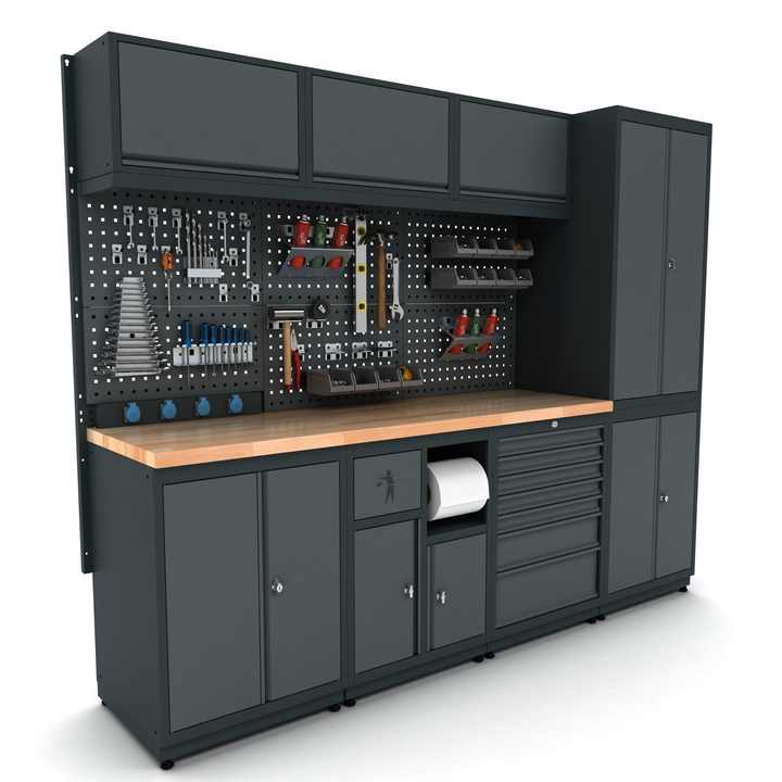 Modular Garage Tool Cabinet System - Customizable Support