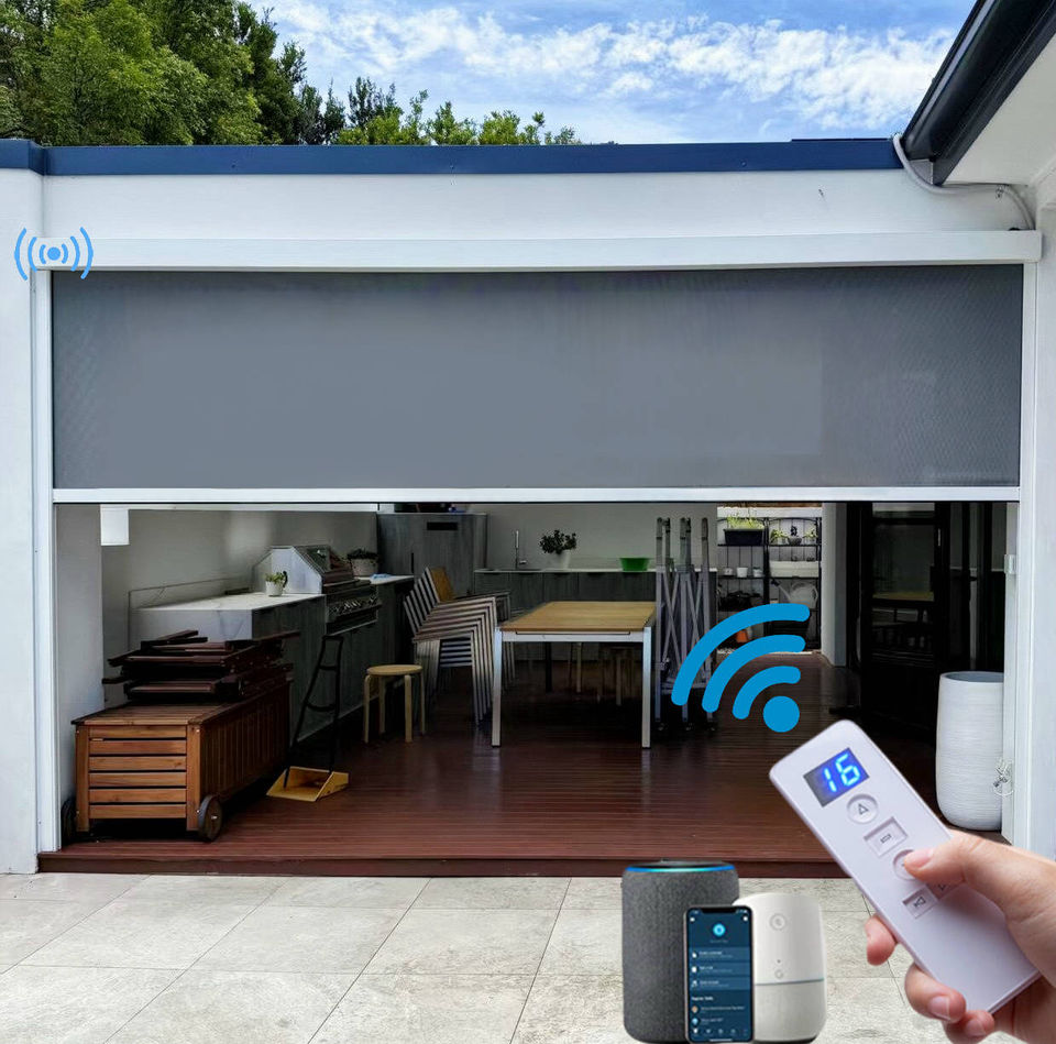 Oversized Electric Zip Screen Blinds Windproof Ziptrack Automatic ...