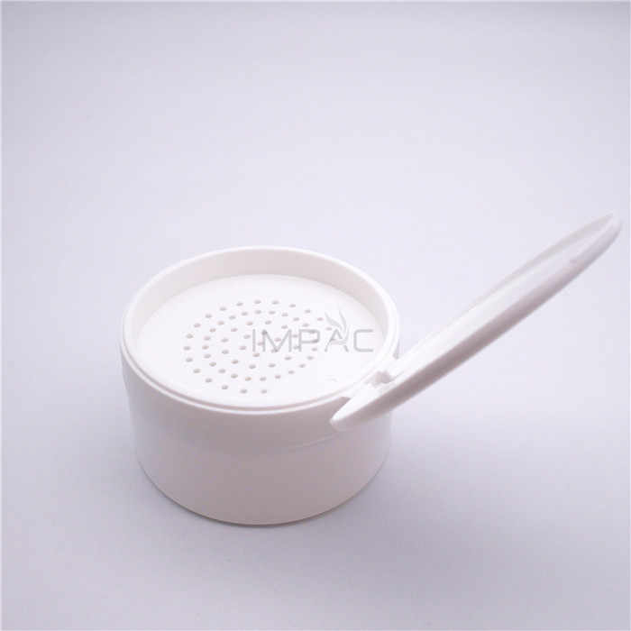 Flip Top Sifter Cap Empty Round White Plastic Body Powder Jar with ...