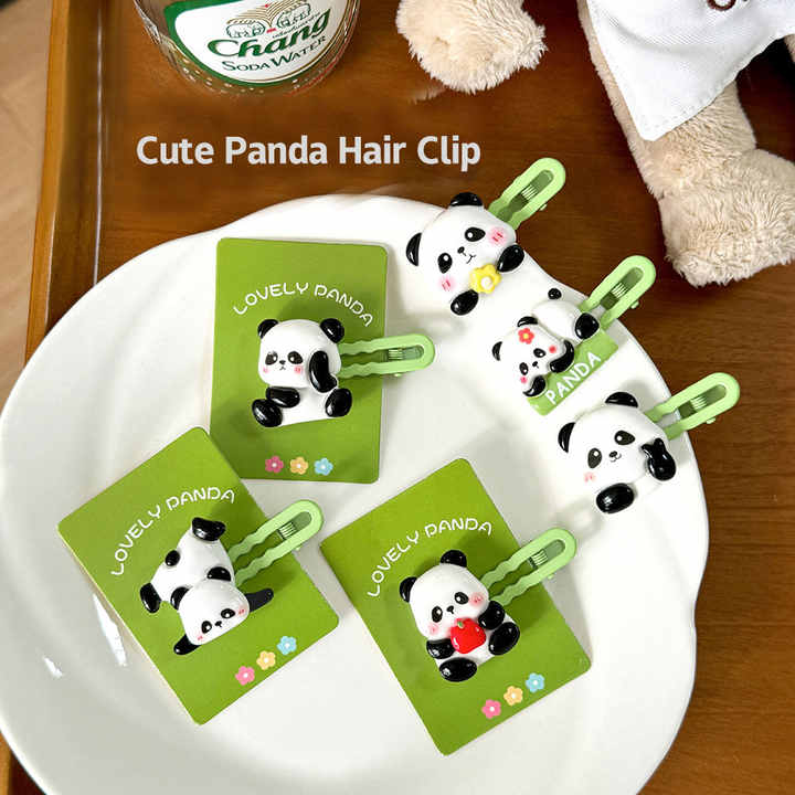 Cartoon Panda Hair Clip for Girls High Beauty Side Clip with Heart ...