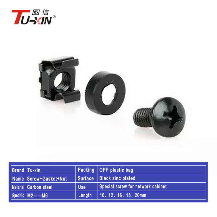 Black M6 Mounting Screws and Cage Nuts for 19" Data Network Server Rack ...