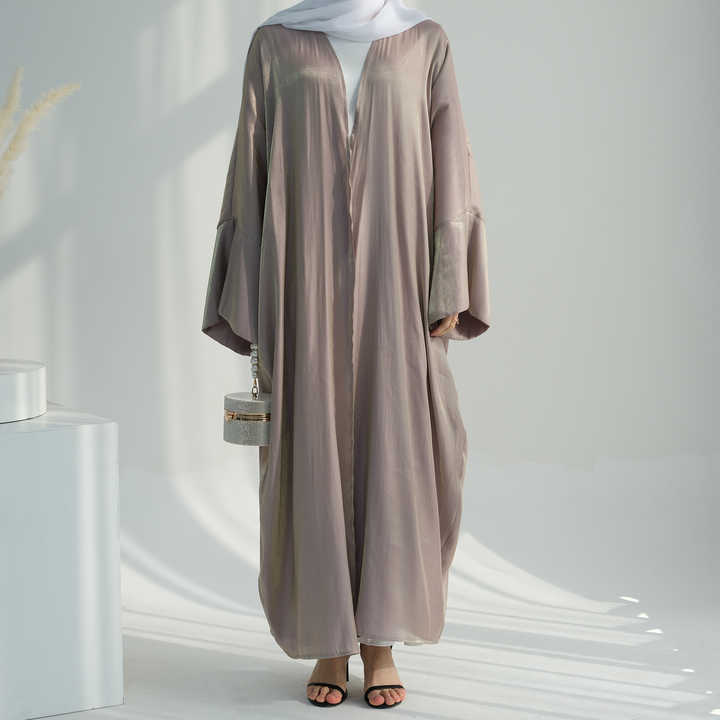 Loria Islamic Clothing EID Open Abaya Kimono Muslim Women Abaya Shinny Polyester Solid Color ...