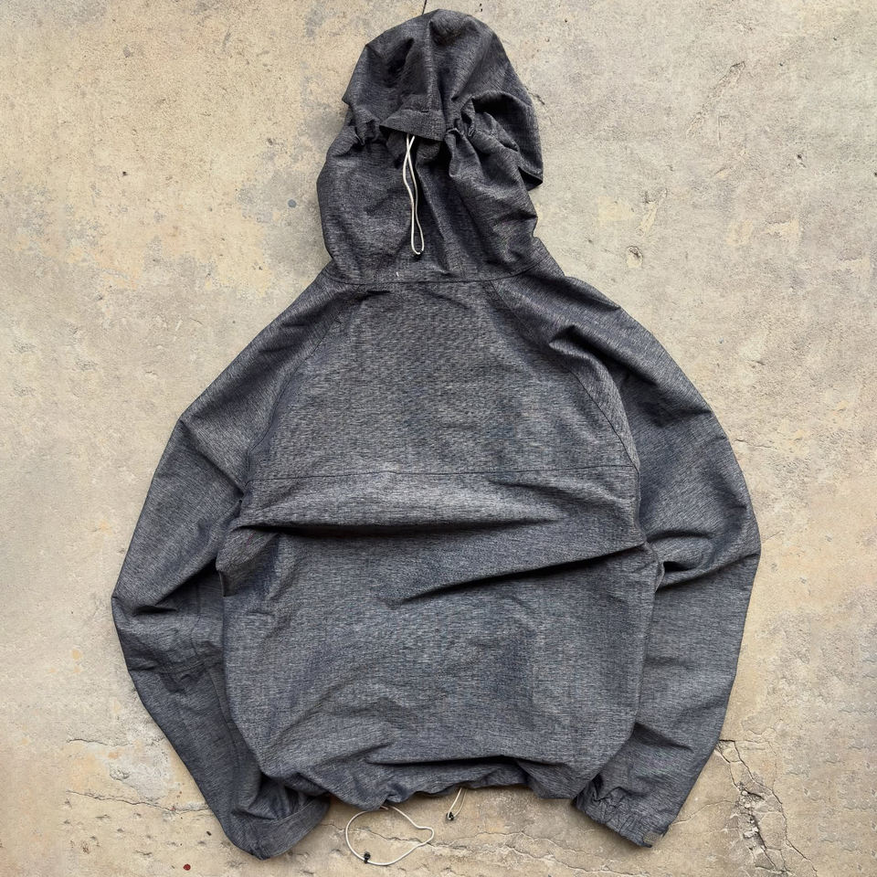 Custom Charcoal Heather Nylon Oversized Balloon Drawstring Hood Back ...