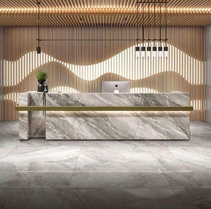 5 Star Luxury Hotel Reception Desk Marble Veneer and Wood Counter Desk ...