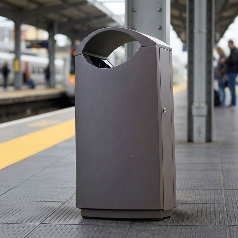 Metal Commercial Outdoor Waste Bin, Modern Round Garbage Container for ...