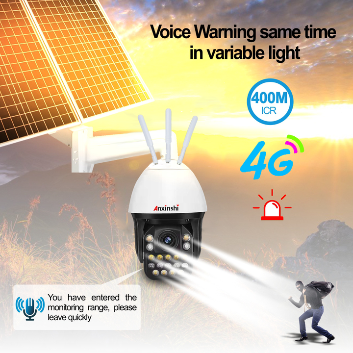 Anxinshi 45Xzoom 5mp solar powered 4G HD Dome Camera with solar pan ...