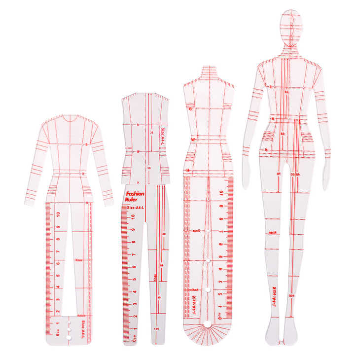 5pcs Drawing Template Design Ruler Set for Sewing