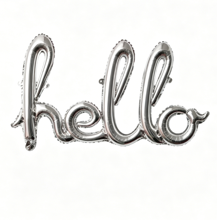 Hello Cursive Letter Foil Balloon Gold Silver Rose Gold Curved Alphabet ...