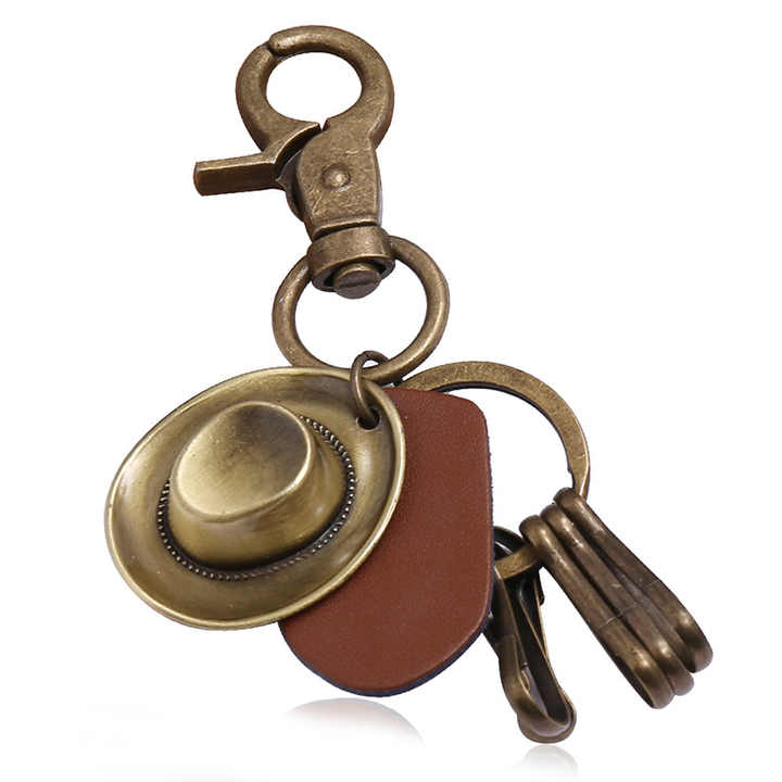 Factory Direct Wholesale Retro Leather Western Cowboy Hat Keyring ...