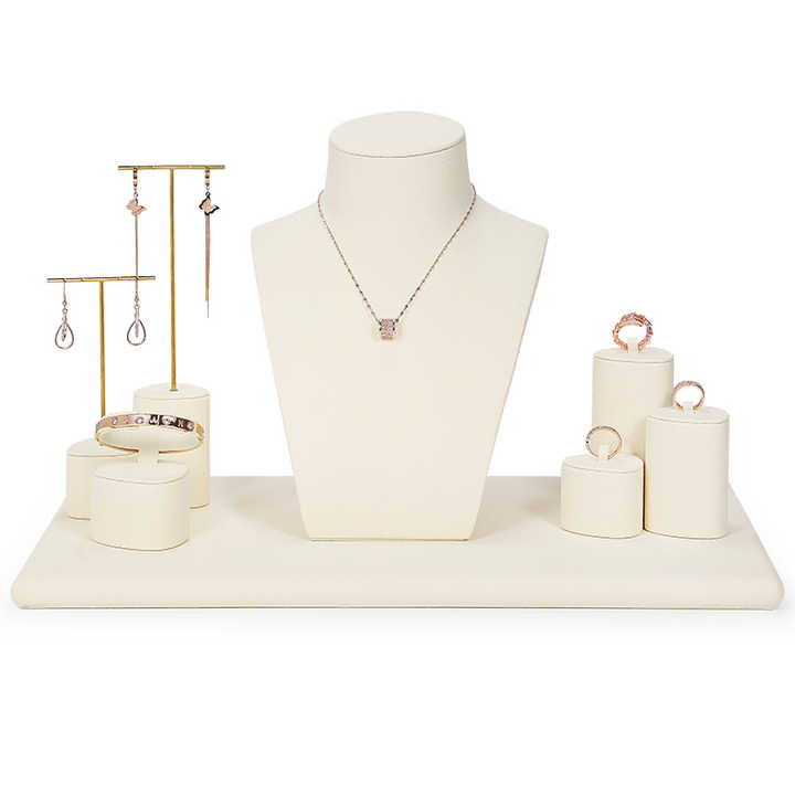 Jinsky Beige Color Jewelry Display Set Special Shape Ring Stand Earring ...