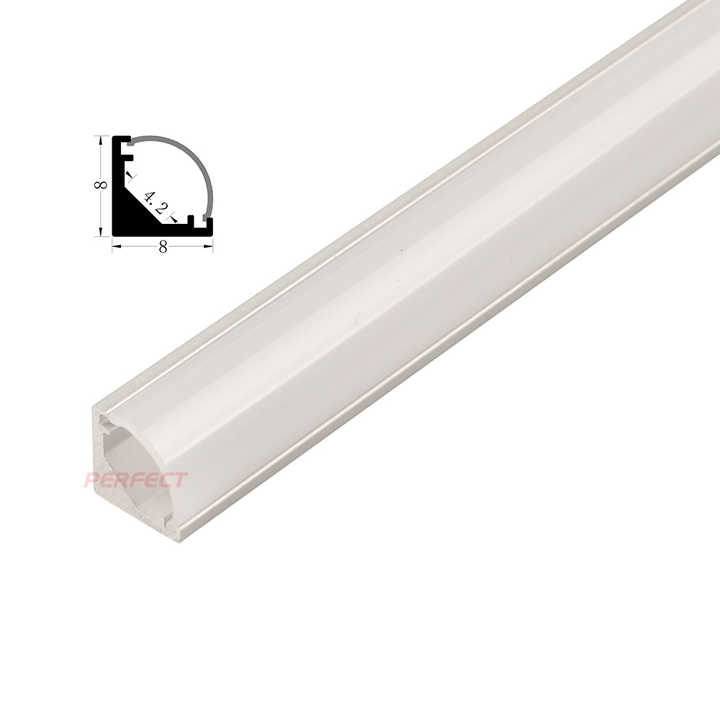 45 Degree Corner LED Profile - Mini Size 8*8mm for Cabinet Lighting
