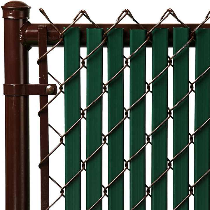 5ft Green PVC Privacy Chainlink Fence Slats - Black Galvanized