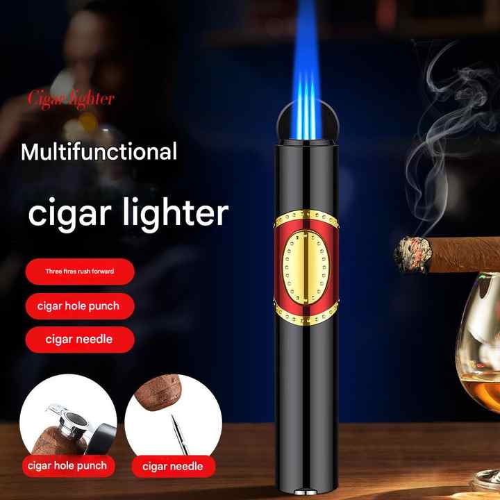 Professional Triple Flame Butane Metal Igniter Cigar Lighter Modern ...