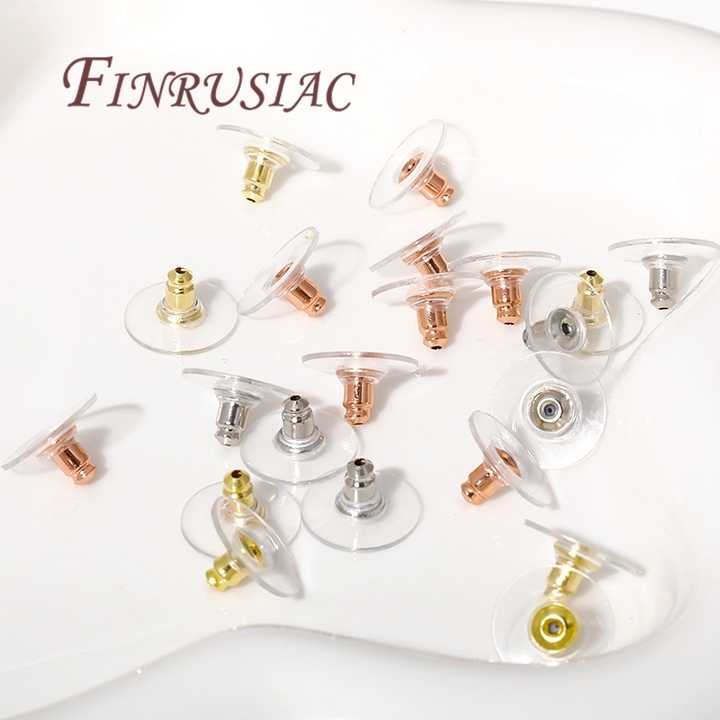 50Pcs/Lots Earring Backs for Studs 14K Gold Plated Rubber Ear Backs ...