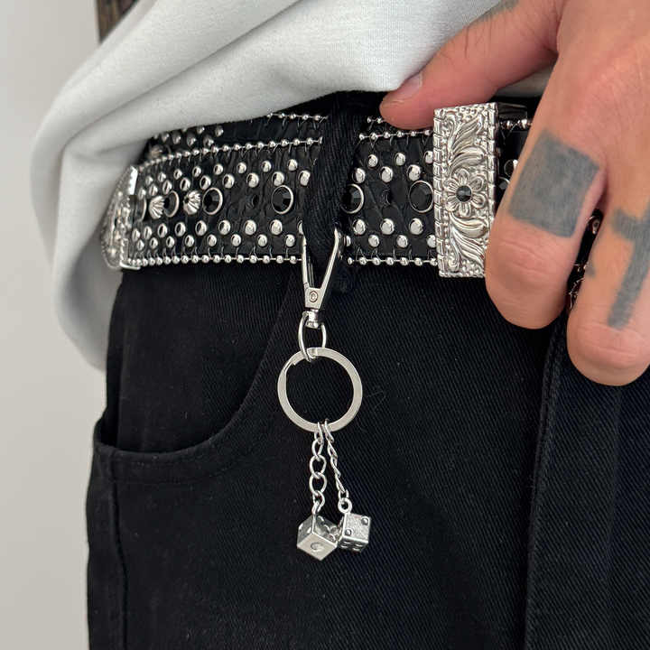 New Personalized Metal Model Keychain Fashion Punk Dice Key Chain ...