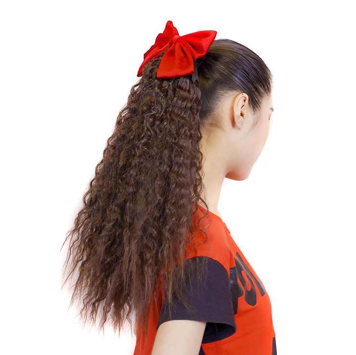 Good Looking Wrap Around Bow Ponytails, Long Wavy Ponytails with Bow ...