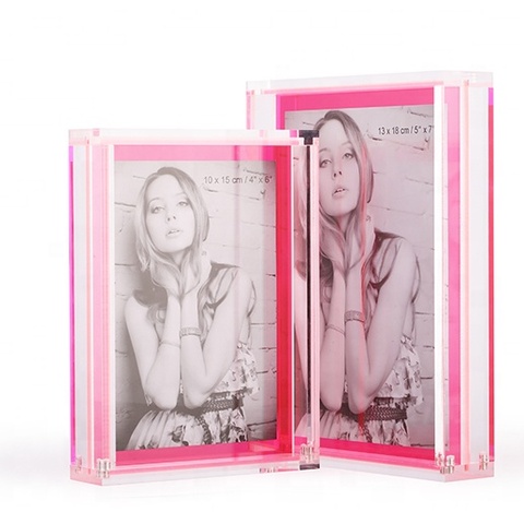 Beautiful photo neon orange acrylic picture frames with back stand 4 x6 ...