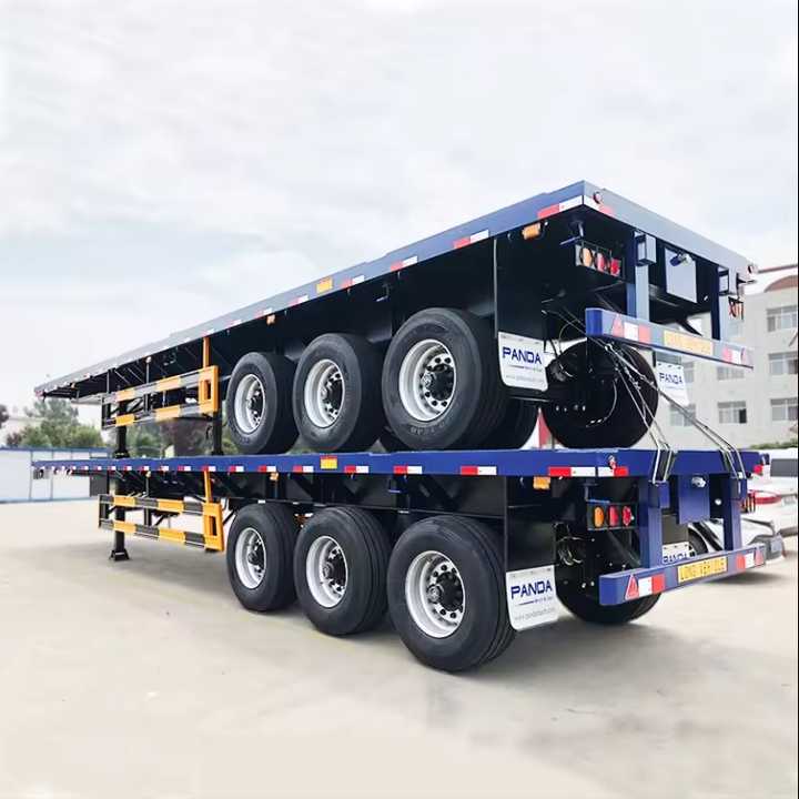 Shipping Container Flatbed Trailer 3 Axle low flatbed trailer Steel for ...