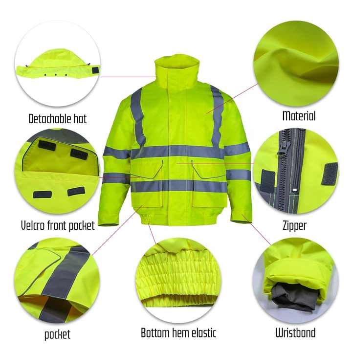 Men's Workwear Softshell Winter 300D Reflective Waterproof Safety ...