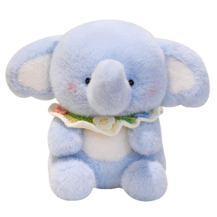 Happy Little Stuffed Blue Elephant Bib Cute PP Cotton Filling Plush Toy ...