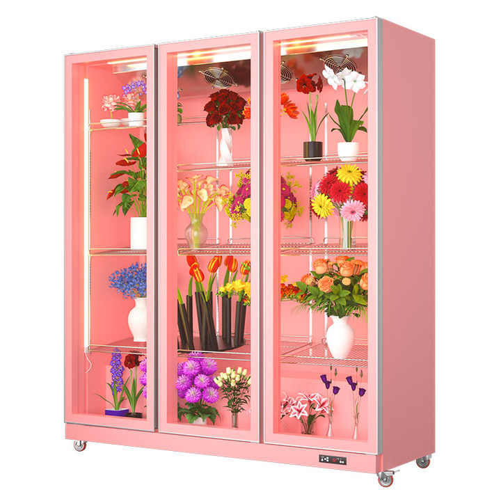 Elegant Floral Display Fridge - Single-Temperature Cooling