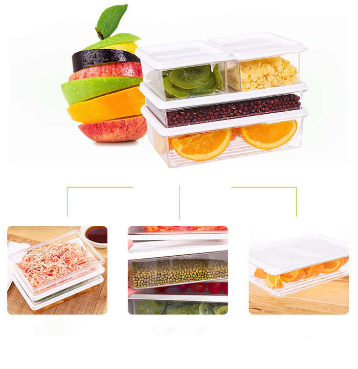 Plastic Transparent Crisper Box Refrigerator Food Storage Box Bin ...
