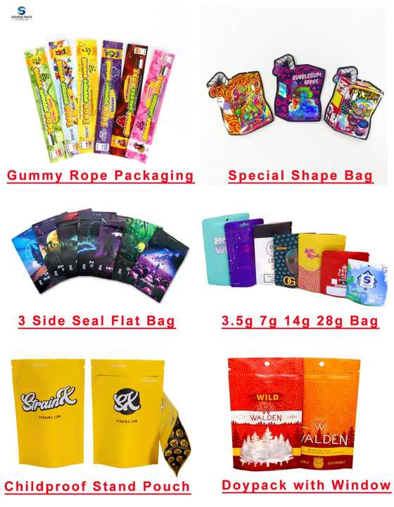 Raised Spot UV Gold Stamping Custom Seed Gummies Food Pack Ziplock ...