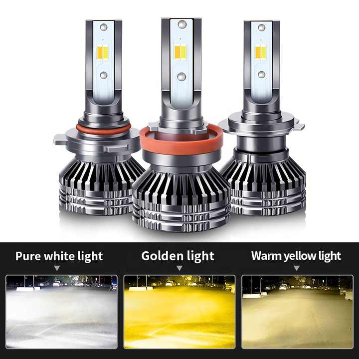 Led Headlight Car R9 Tricolor Canbus Csp Chip 9005 9006 9012 H1 H3 Led Lamp H4 H7 Headlight Bulb ...