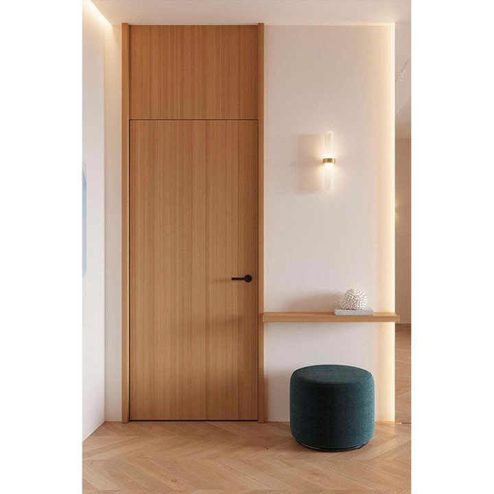 MDF Laminated Wood Internal Hidden Door Sound Proof Design