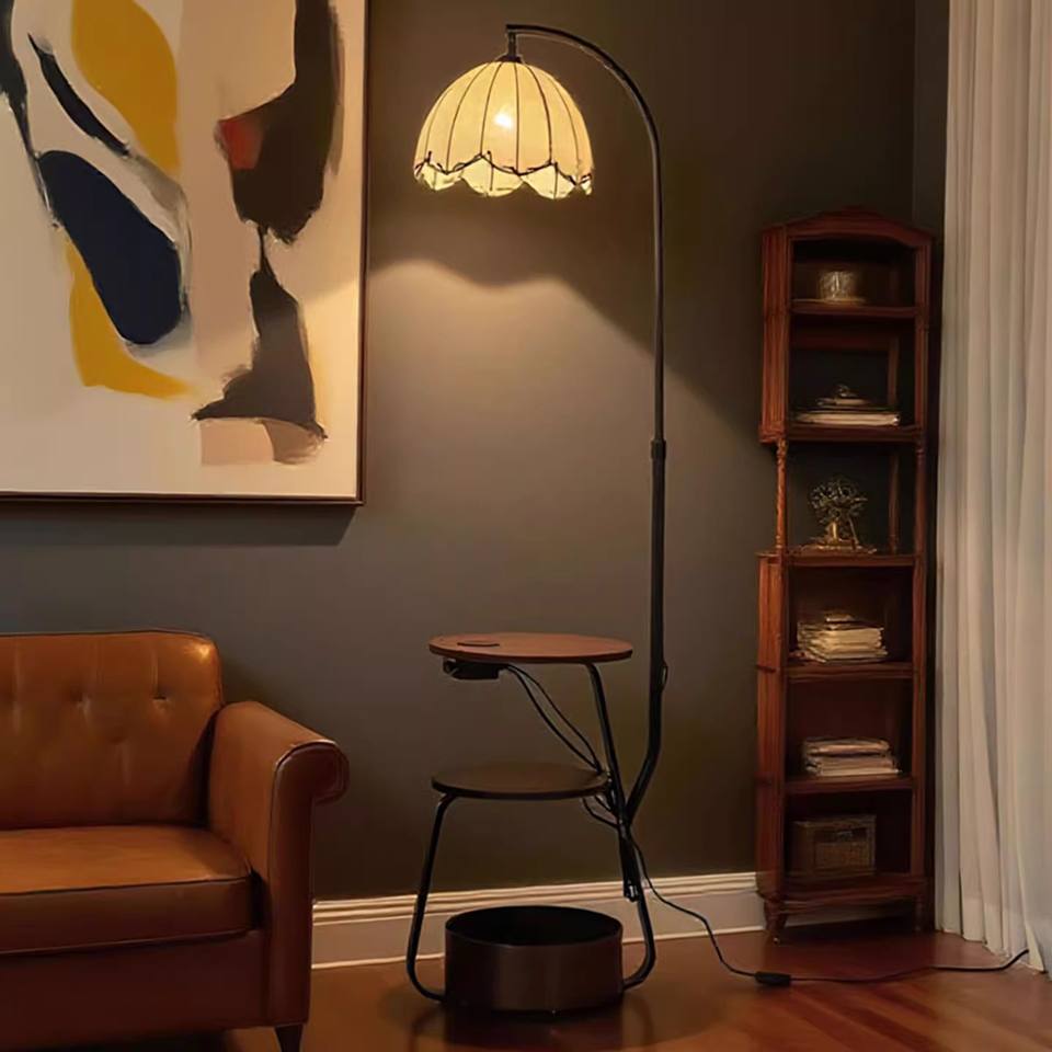 Decorative Retro Floor Lamp with Shelves French Retro Living Room ...