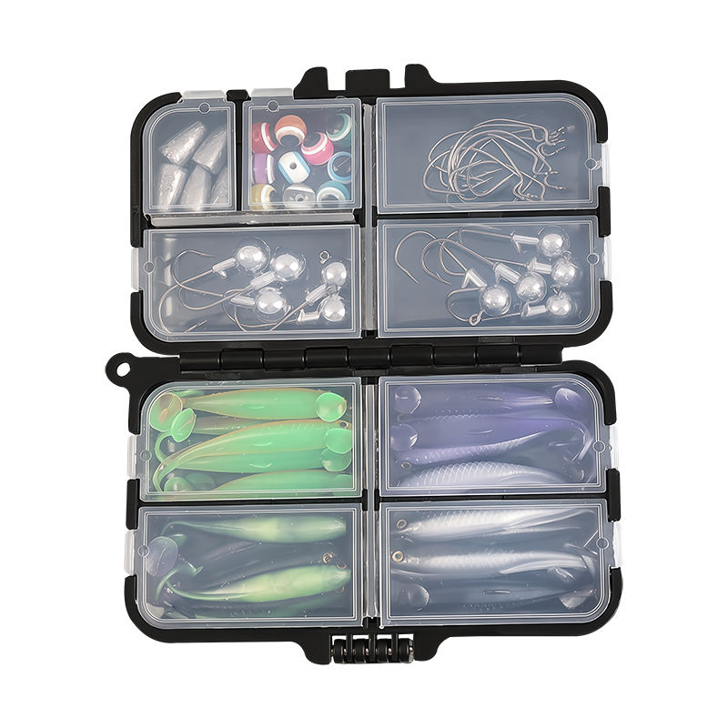 56pcs/set Soft Bait Plastic Fishing Lures Set Texas Rig Kit Fishing ...