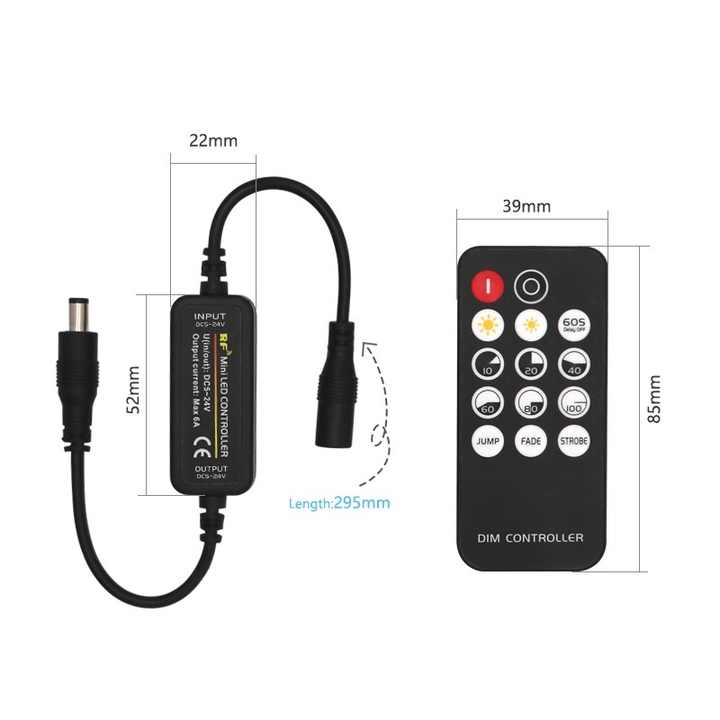 Mini LED Dimmer Controller DC 5-24V 6A Brightness Dimmable Switch for ...