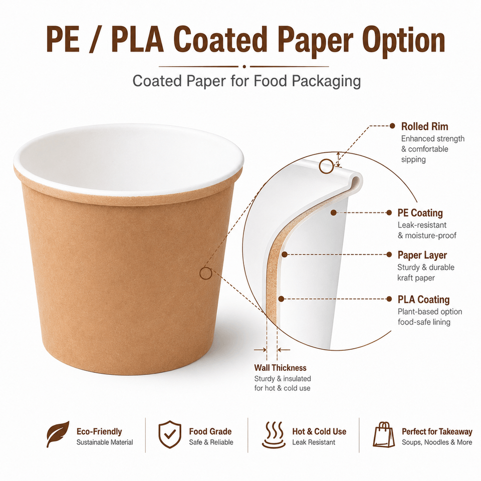 Disposable Kraft Paper Soup Cup With Vented Lid Takeaway Hot Soup Bowl ...