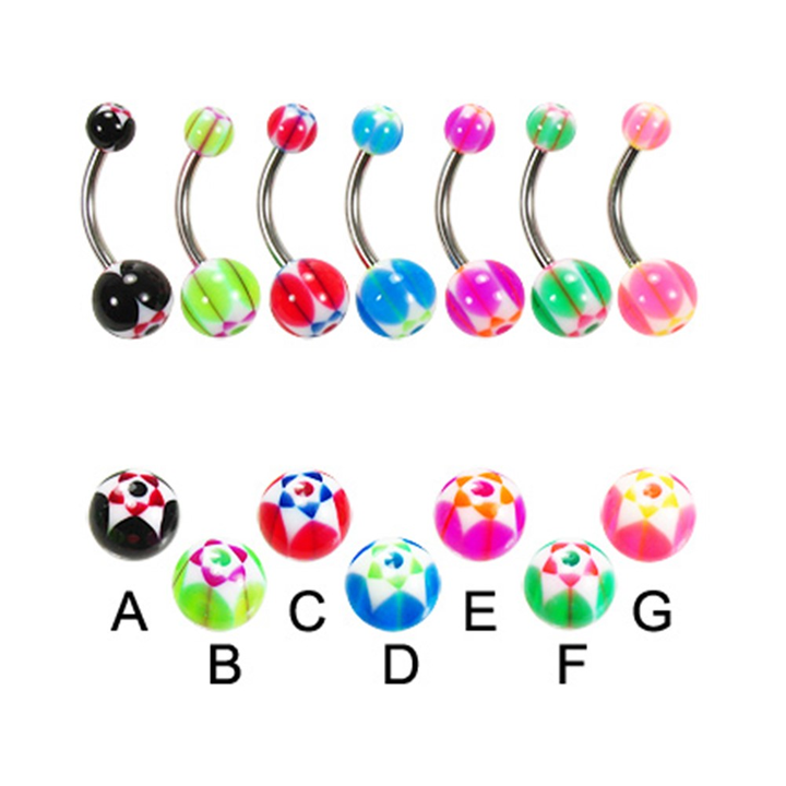 Acrylic Ball Belly Piercing 14G Navel Ring With Acrylic Bar and ...