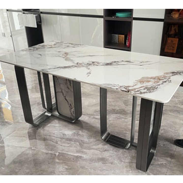 2021 New Rectangular Italian Marble Top Dining Table Set