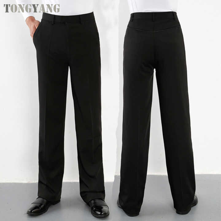 TONGYANG Professional Men Black Latin Dance Pants Boys Adult Satin ...