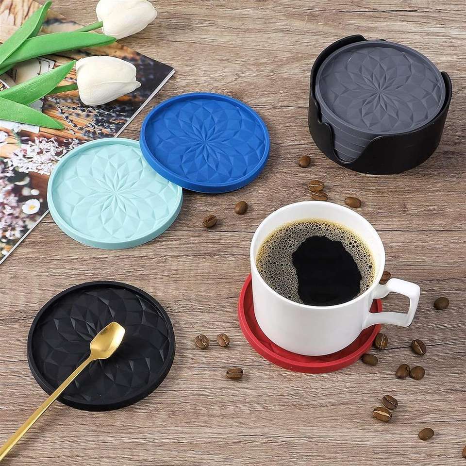 Silicone Coasters for Drinks[4 Pack]- Cup Mat for Tabletop Protection ...