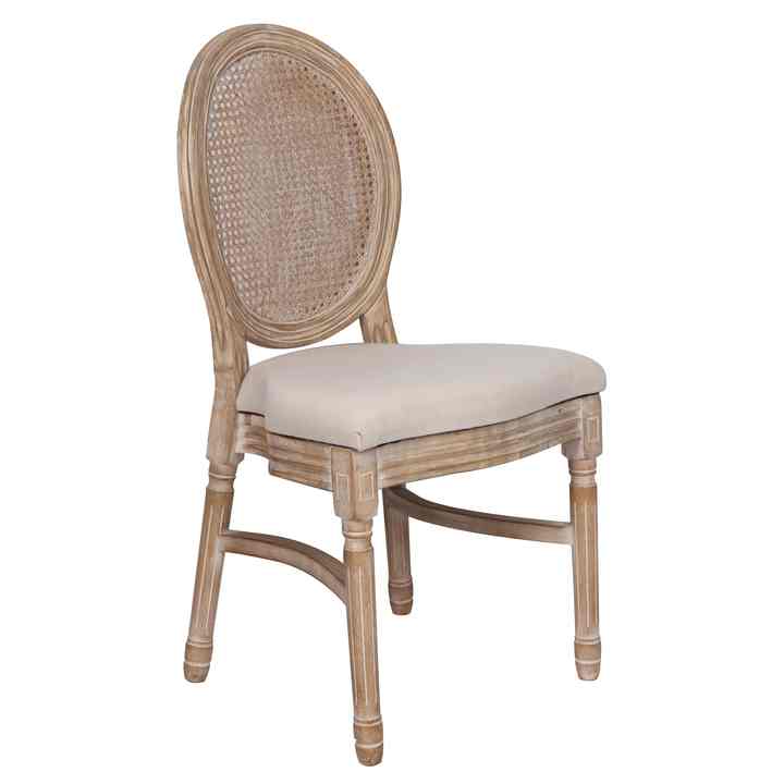 French Classic King Louis Dining Chairs with Rattan Back