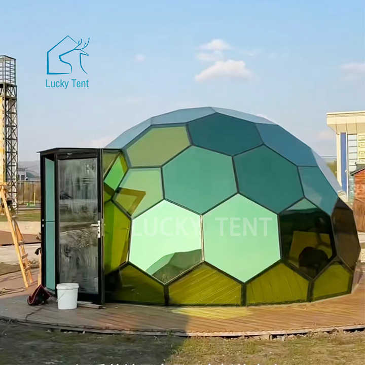 4m Diameter Aluminum Framework Geodesic Glass Dome House Tent With ...