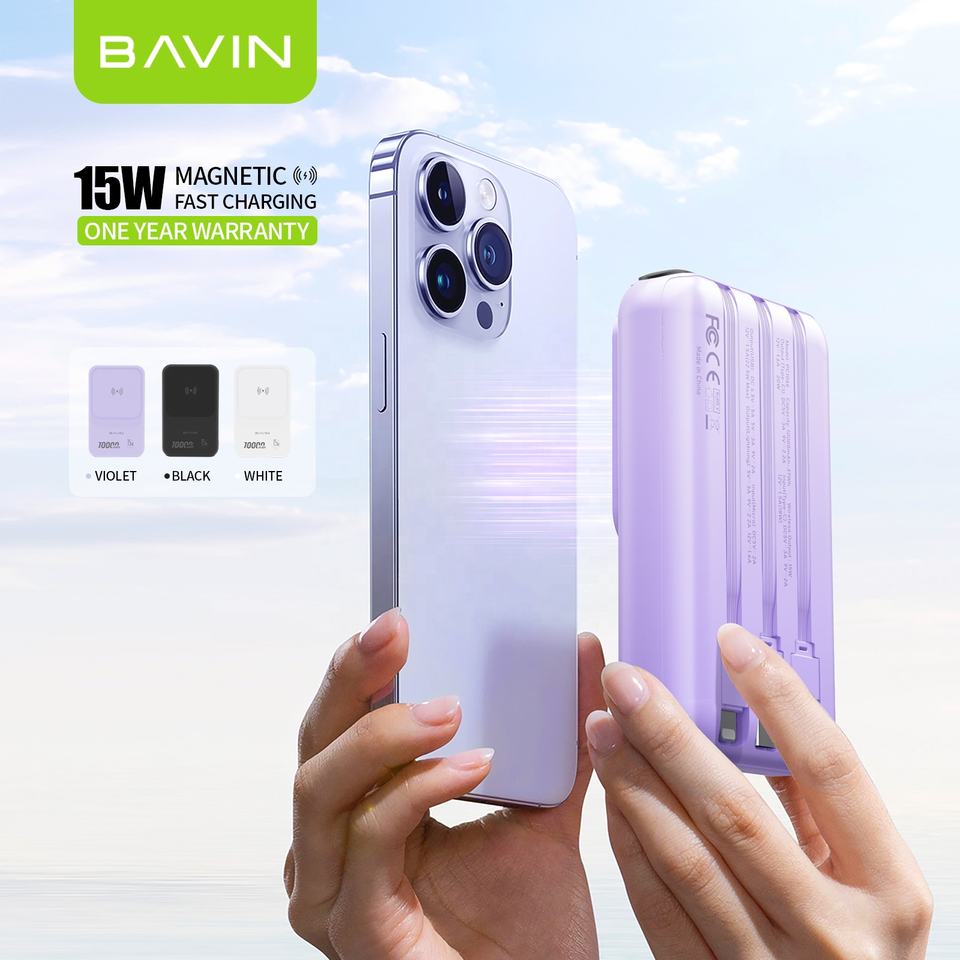 BAVIN Wireless Power Bank - 10000mah Fast Charger with Cable